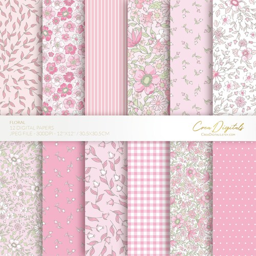 Floral Digital Paper Turquoise Pink and Green Seamless - Etsy