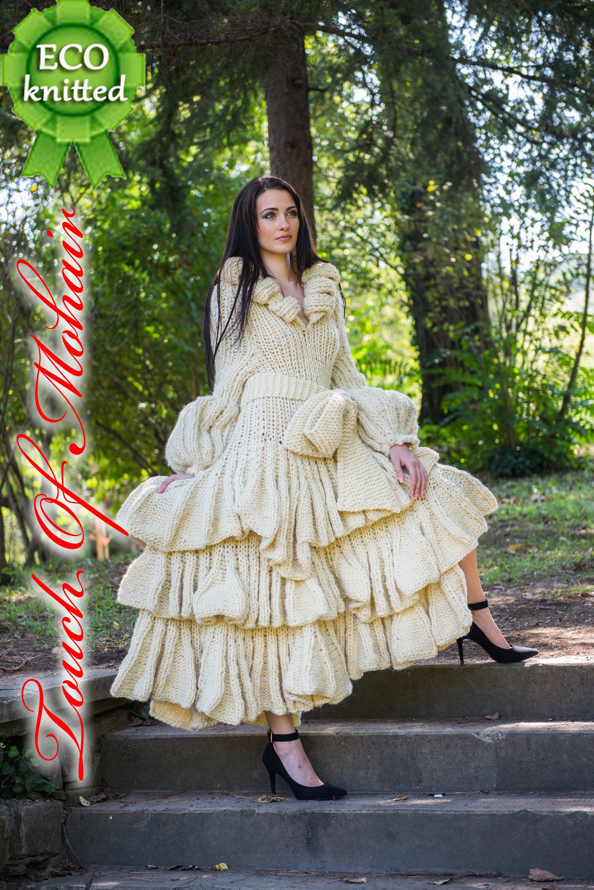 Handmade WOOL Dress Hand Knit Dress Tneck Sweater Dress Knitted Cable ...