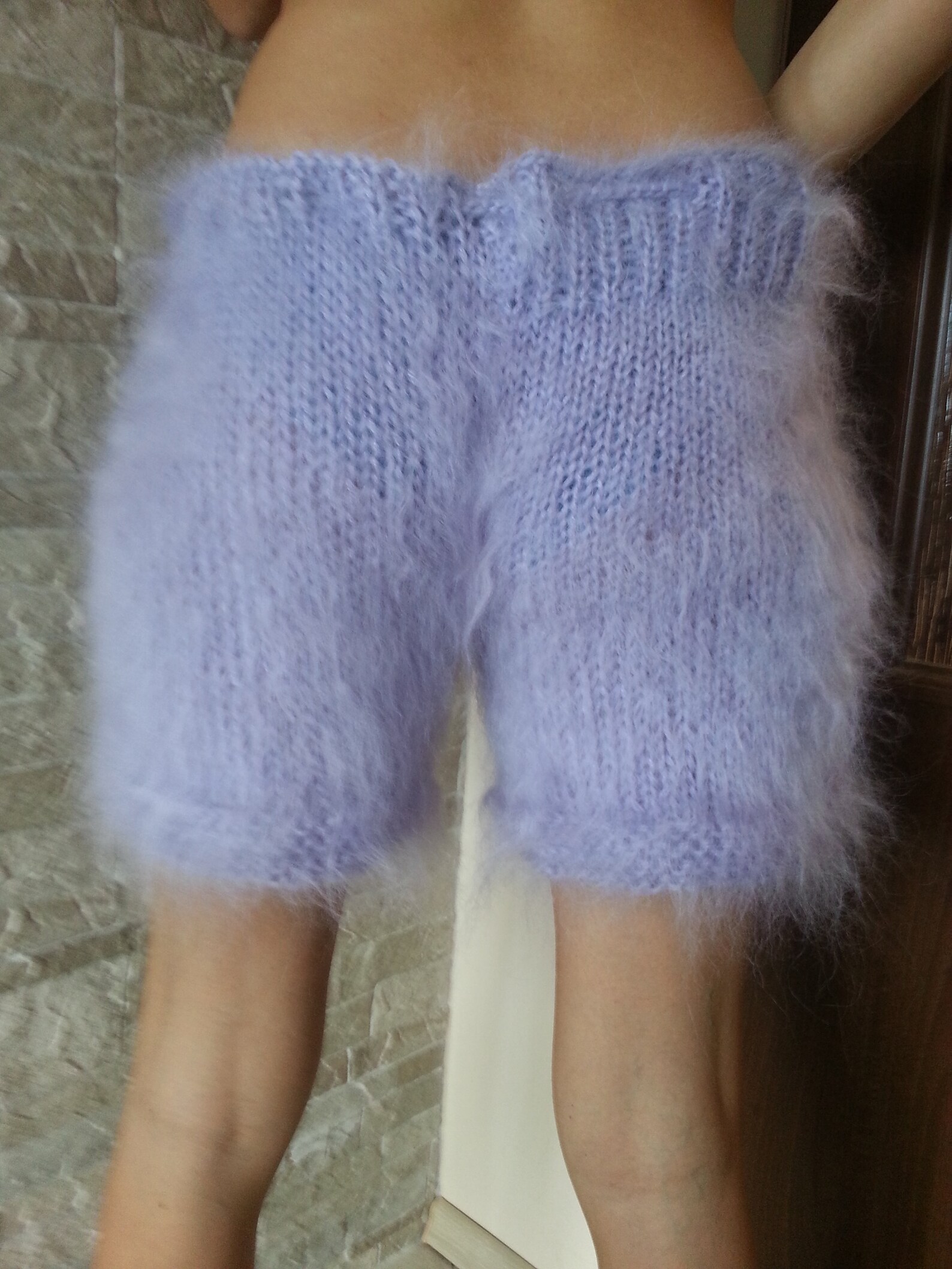 Blue Mohair Shorts Hand Knit Boxers Fluffy Shorts Fetish - Etsy