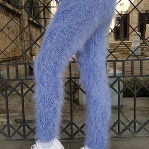 Blue Cable Knit Pants Thick Trousers Fuzzy Hand Knitted Fluffy - Etsy