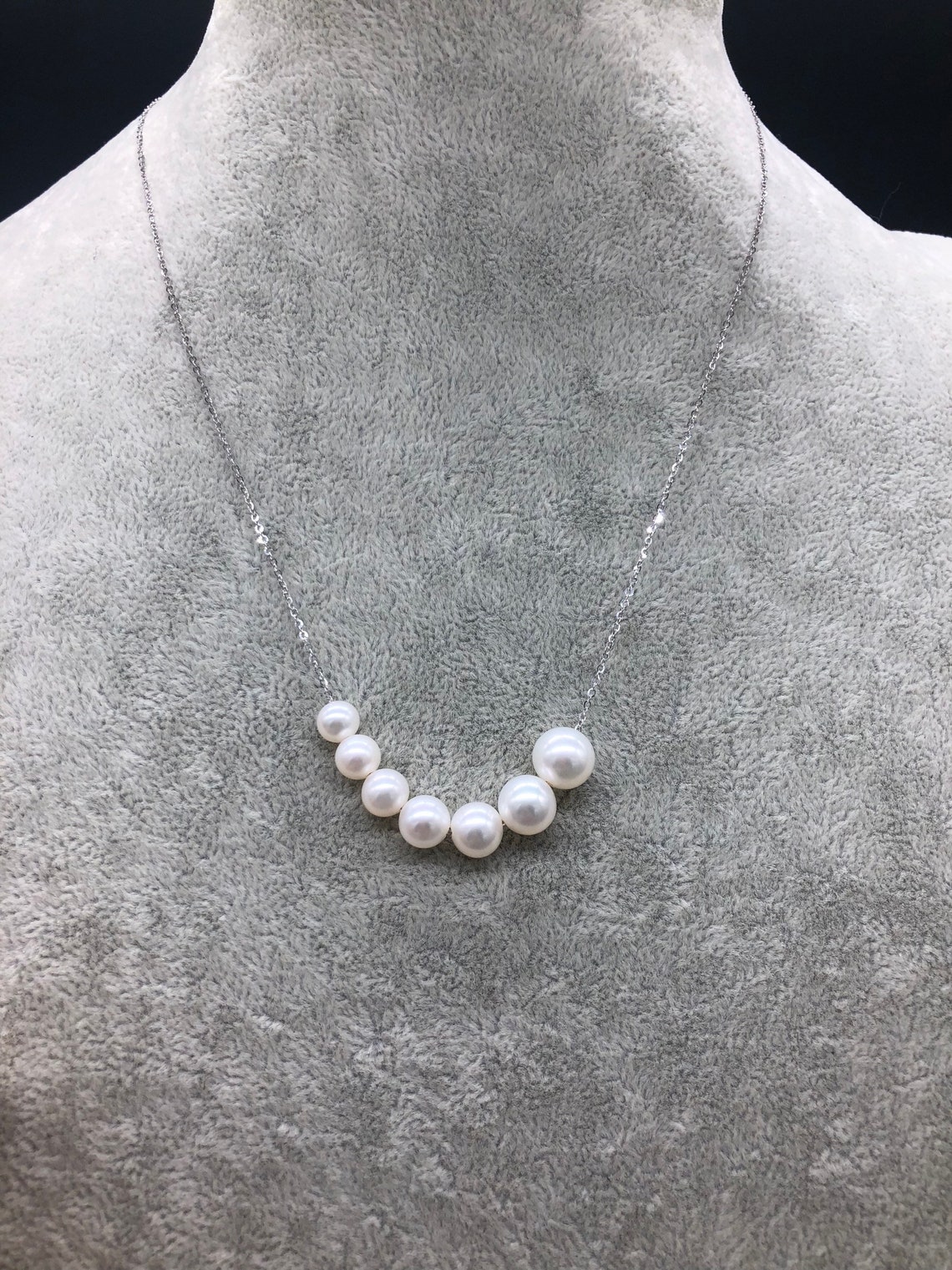 White Freshwater Pearl Necklace 18k Gold Pearl Necklace Gold Etsy