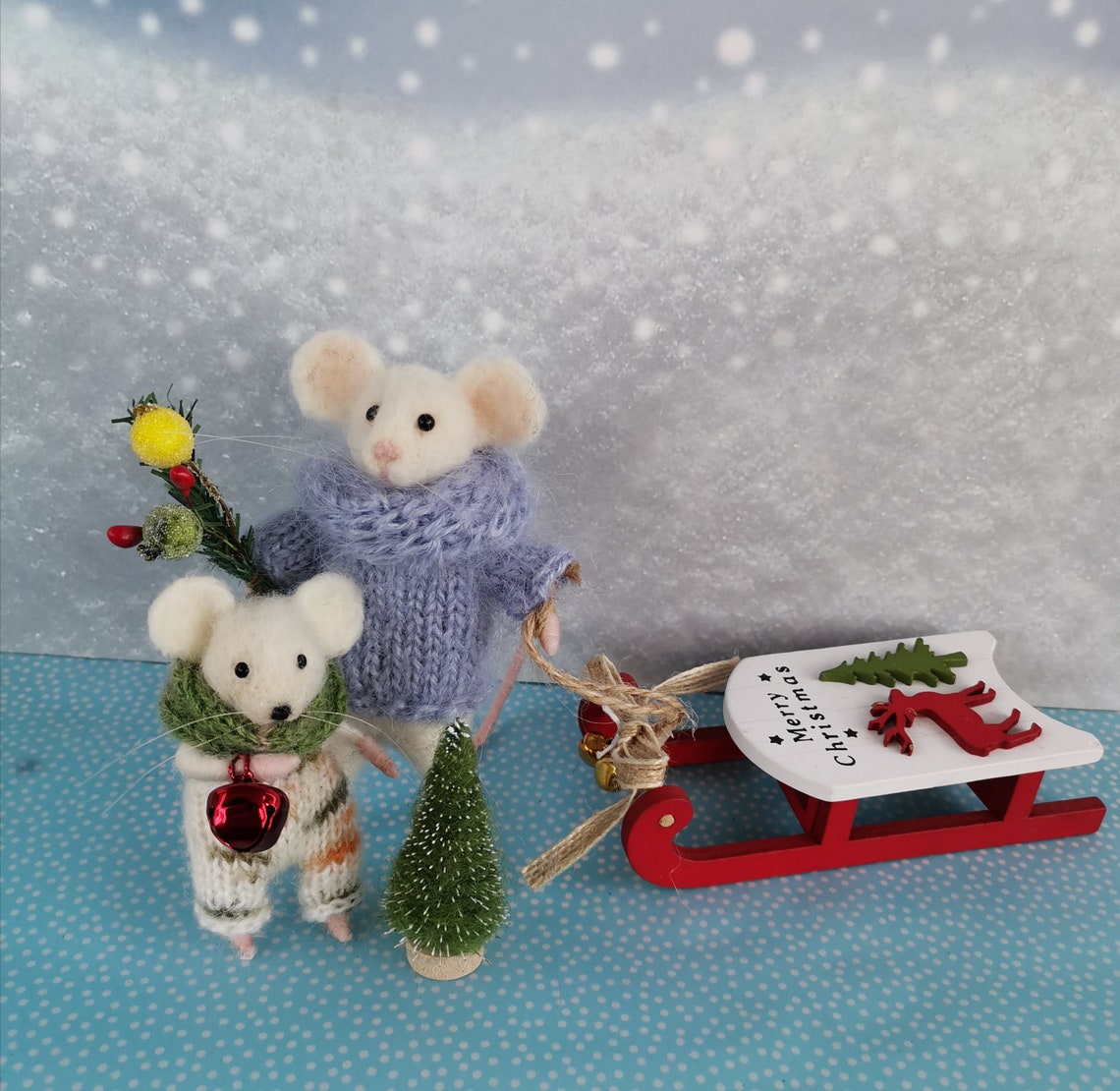 Needle Felted Mice Felt Christmas Mouse Cute Felt Mouse | Etsy