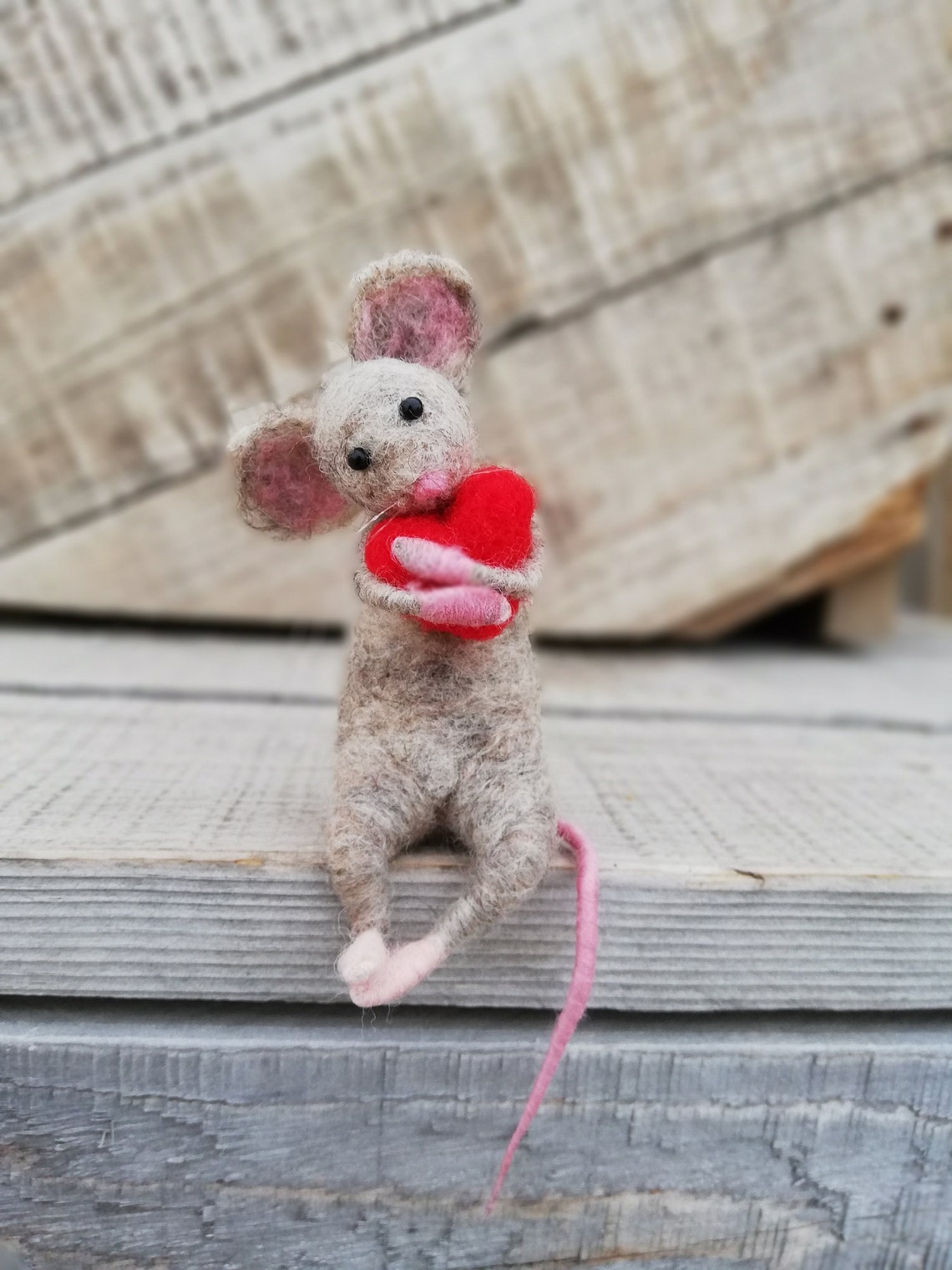 Needle Felted Mice Felted Valentines Mouse Felt Mouse With | Etsy