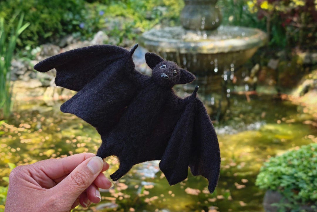 Needle Felted Wool Bat: Handmade Gothic Halloween Decor - Etsy