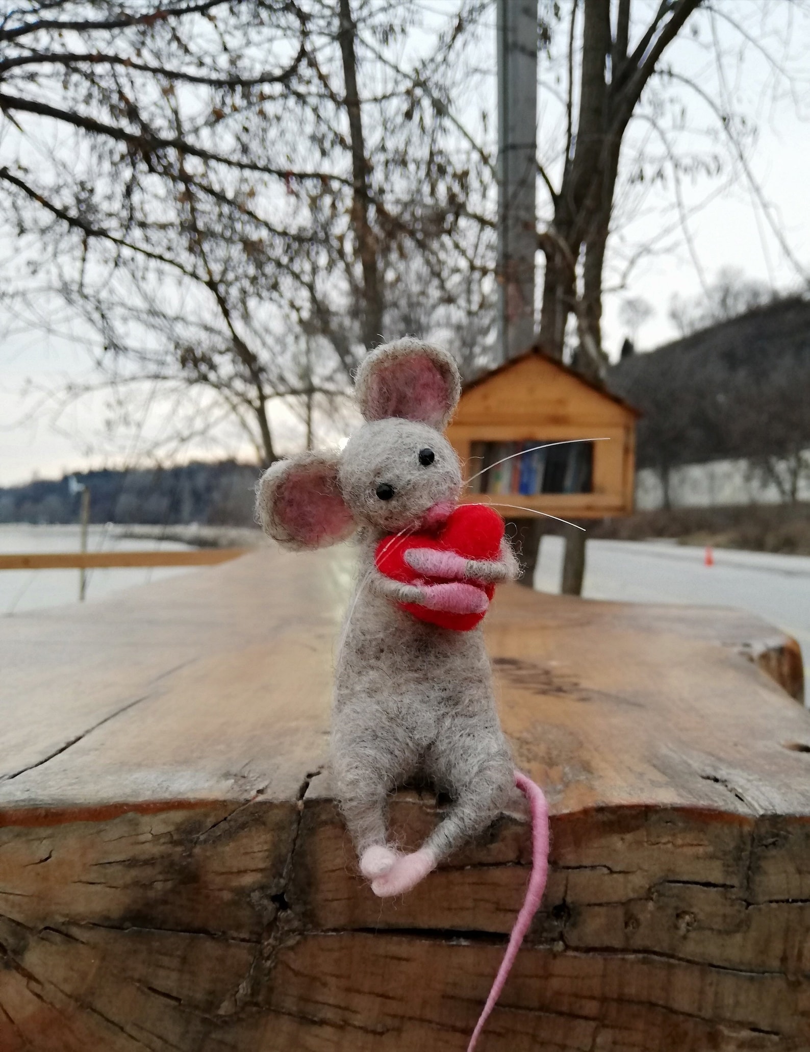 Needle Felted Mice Felted Valentines Mouse Felt Mouse With | Etsy