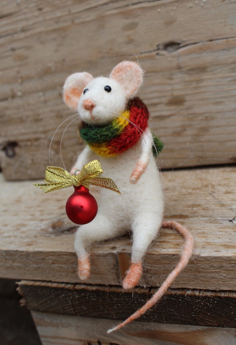 Needle Felted Christmas Mouse Christmas Mouse Felted Mouse | Etsy