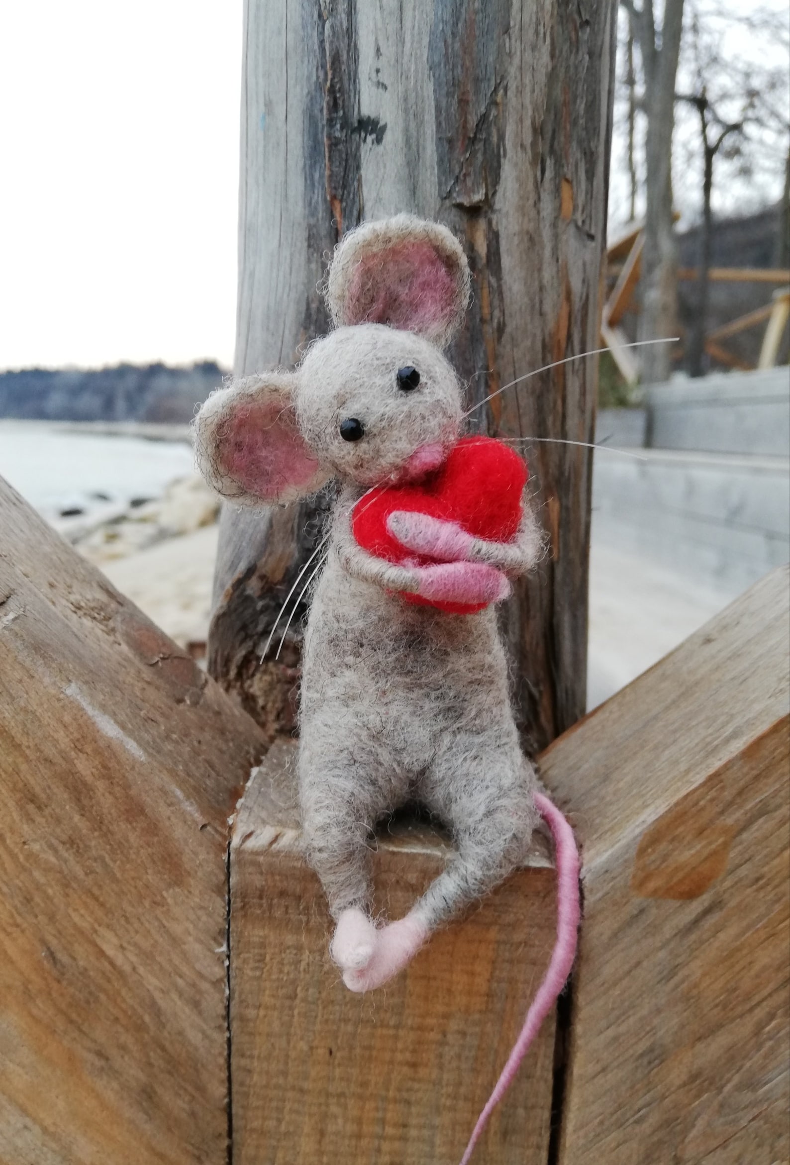 Needle Felted Mice Felted Valentines Mouse Felt Mouse With | Etsy