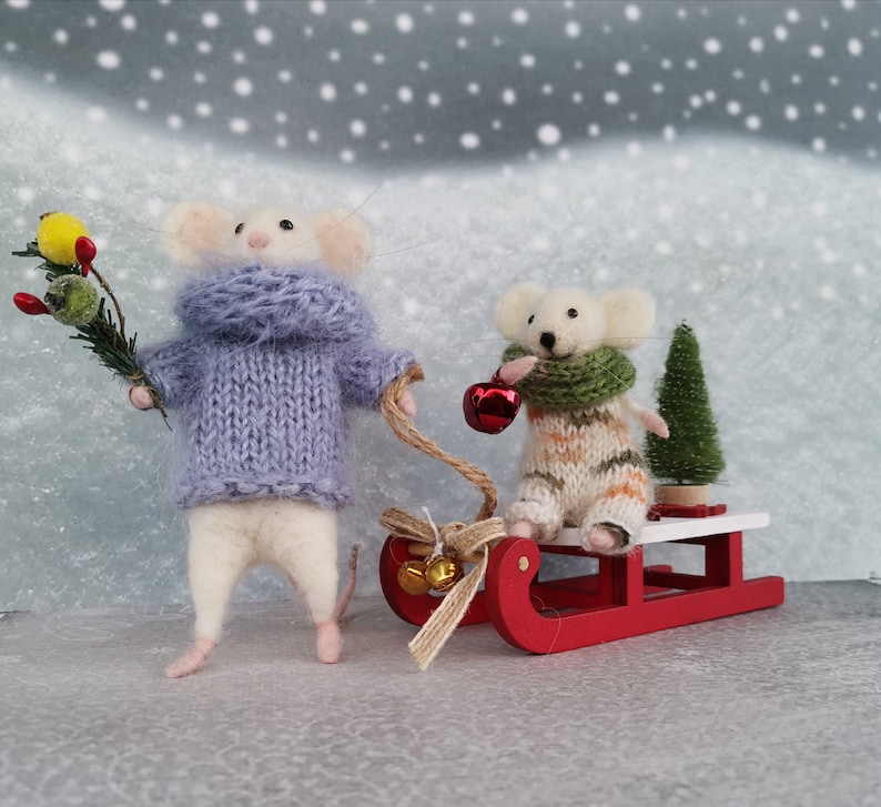 Needle Felted Mice Felt Christmas Mouse Cute Felt Mouse - Etsy