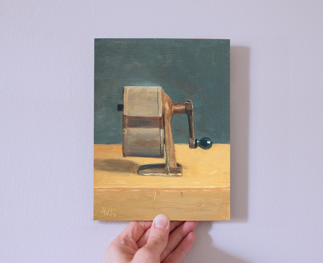 Original Oil Painting of a Rusty Old School Pencil Sharpener, Small ...
