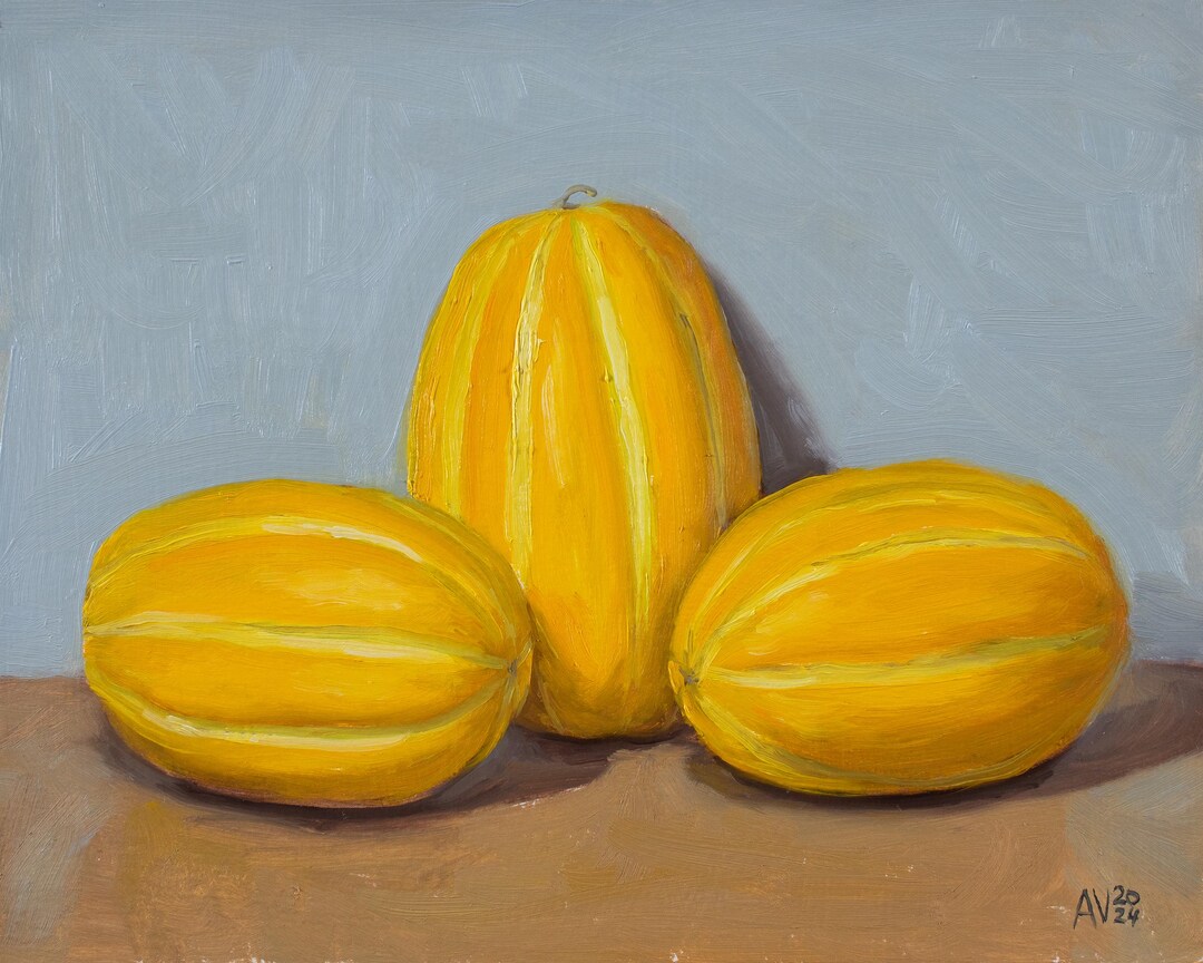 Cha Me Korean Melons Original Oil Painting Chame Still Life Kitchen Art ...
