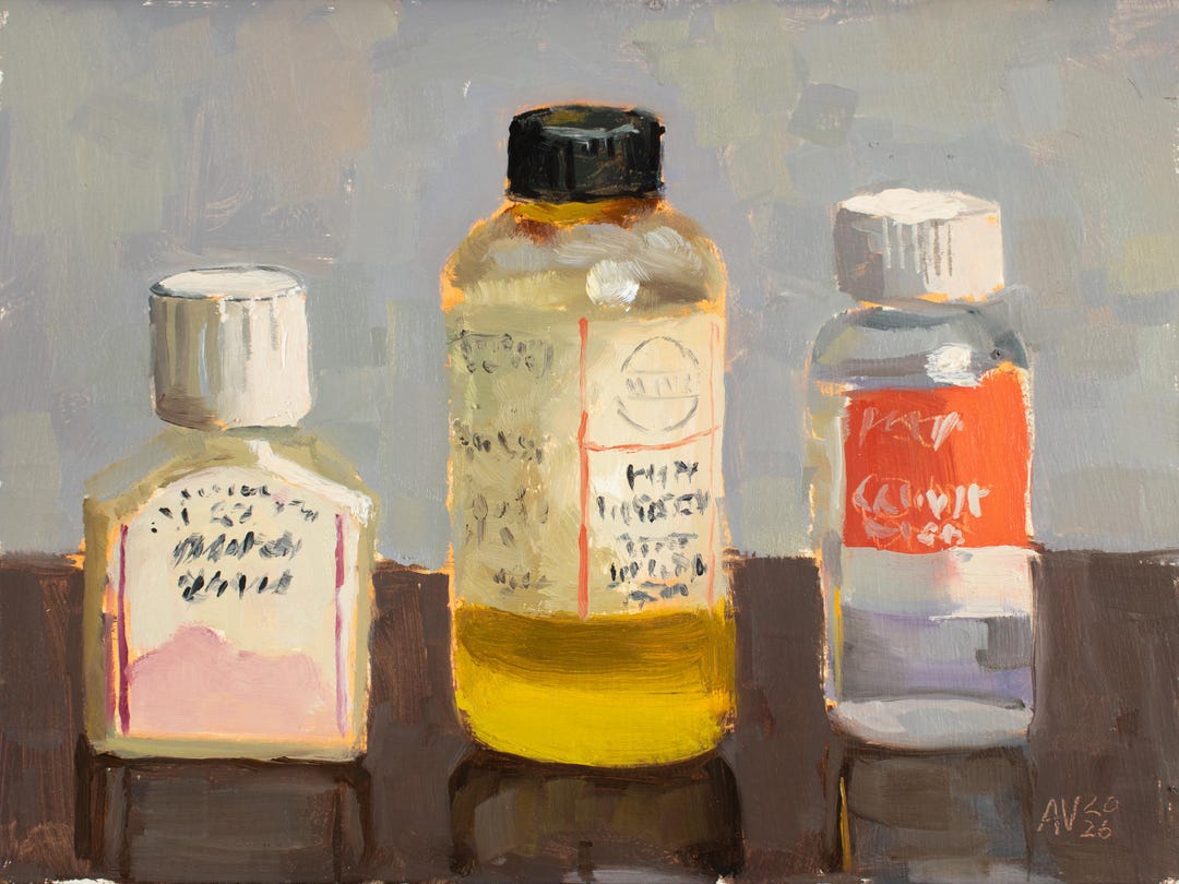 Three Mediums - Original Oil Painting Still Life of Damar Varnish ...