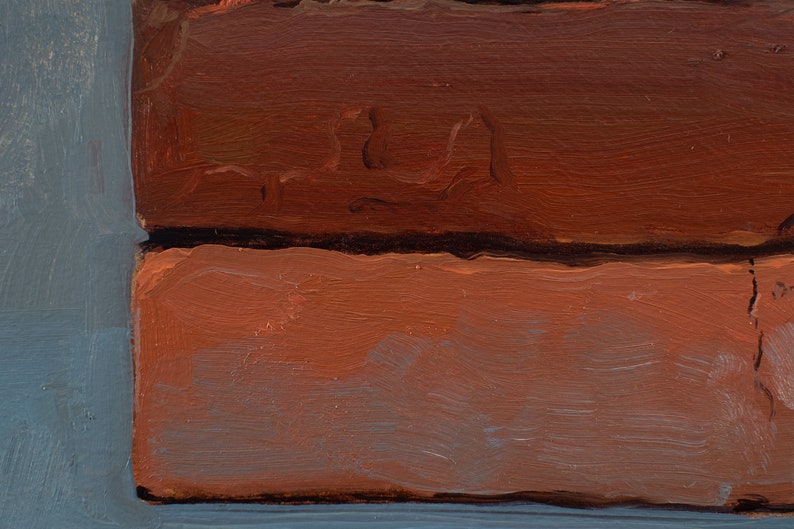 Realism Oil Painting of Bricks, Minimalist Painting, Square Still Life ...