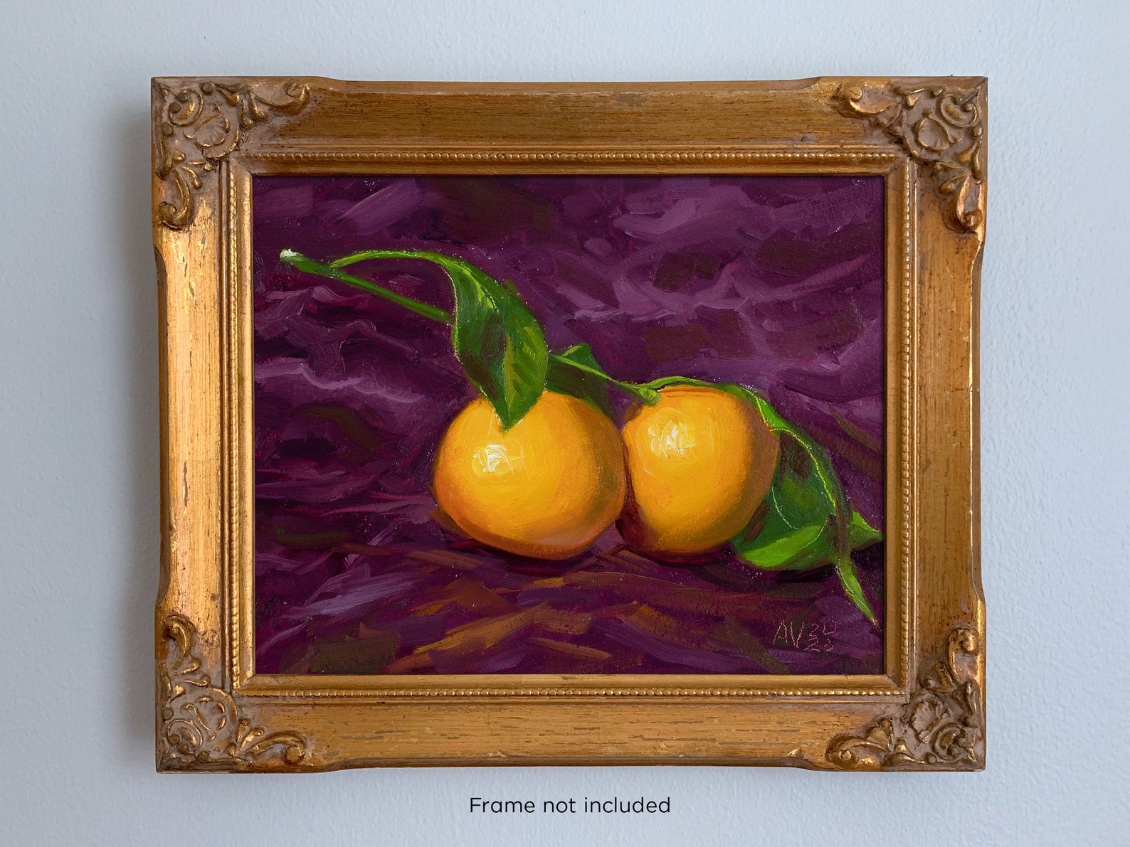 Clementines on Crimson Velvet Background Original Oil Painting Small ...