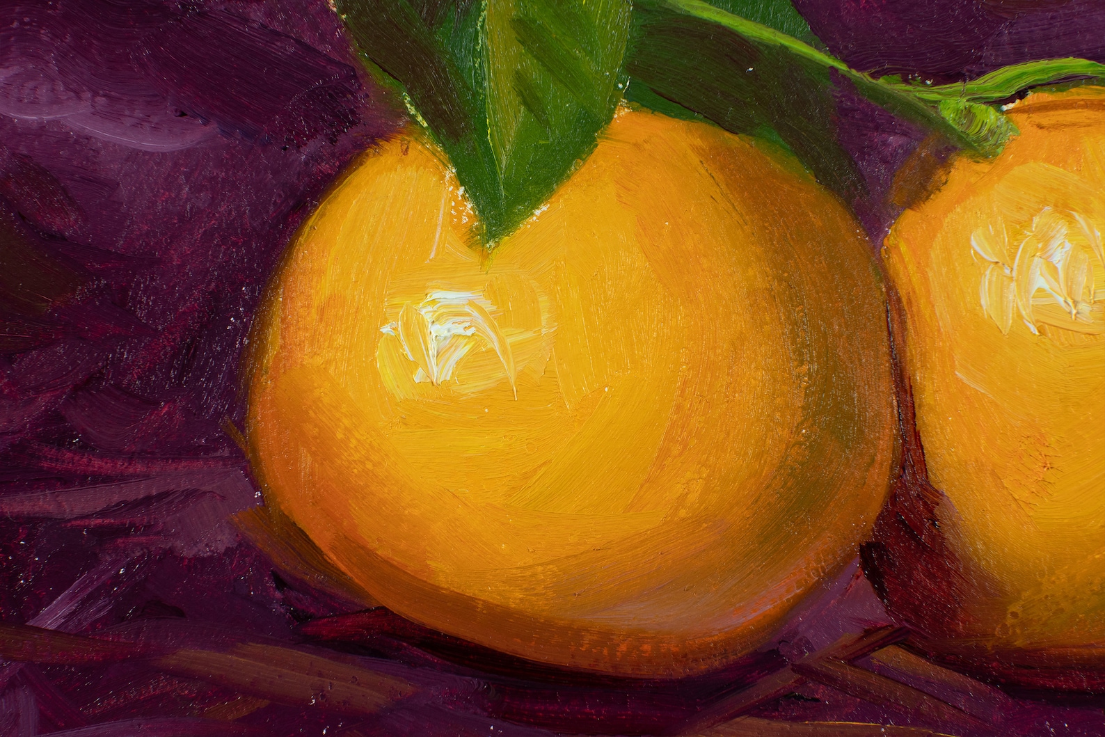 Clementines on Crimson Velvet Background Original Oil Painting Small ...