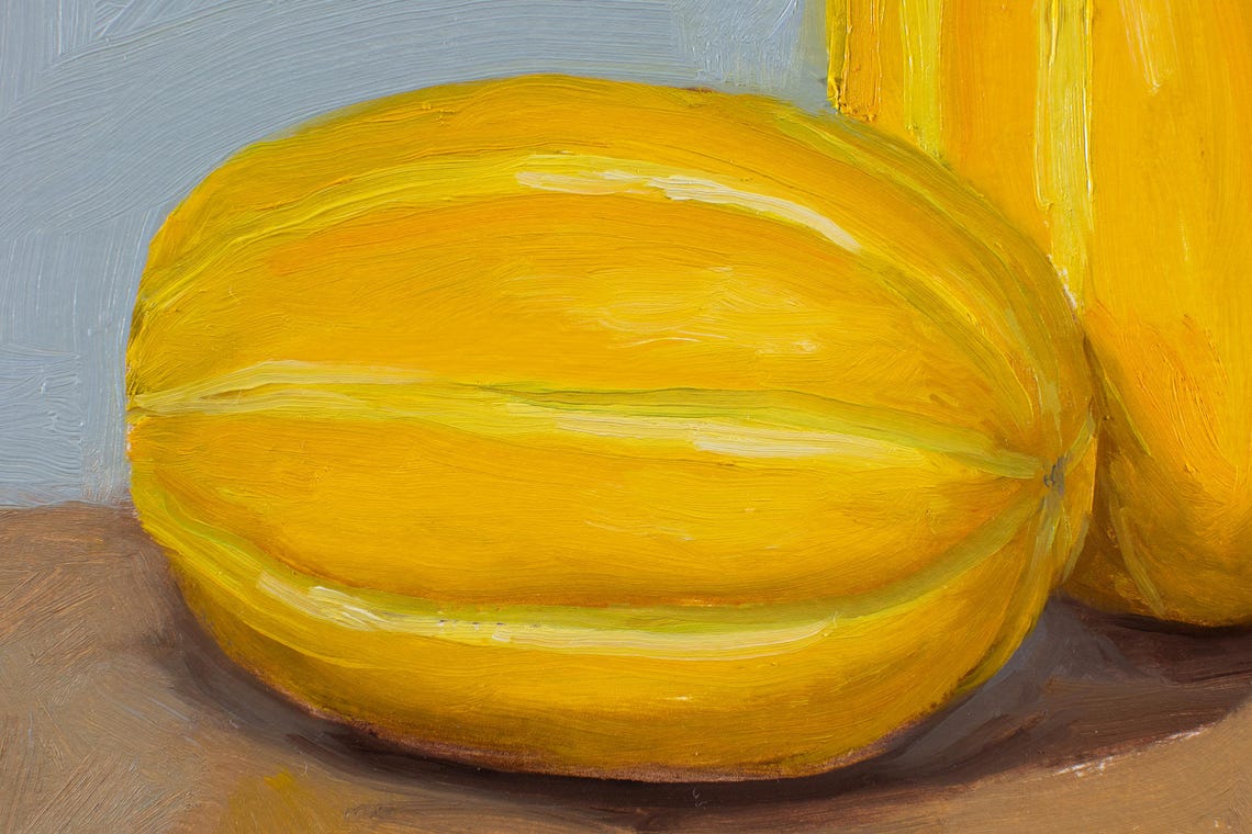 Cha Me Korean Melons Original Oil Painting Chame Still Life Kitchen Art ...