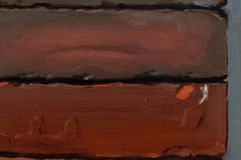Realism Oil Painting of Bricks, Minimalist Painting, Square Still Life ...