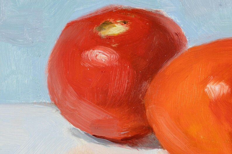 Three Amigos Original Oil Painting of Tomato Persimmon and Mandarin ...