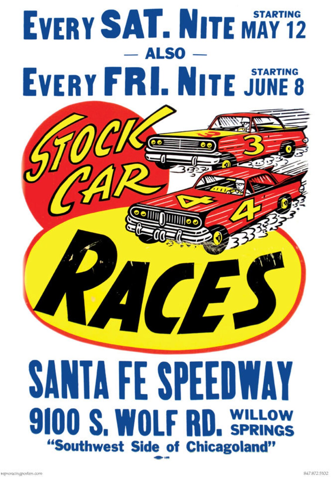 Vintage Reproduction Racing Poster Santa Fe Speedway Chicago Illinois ...