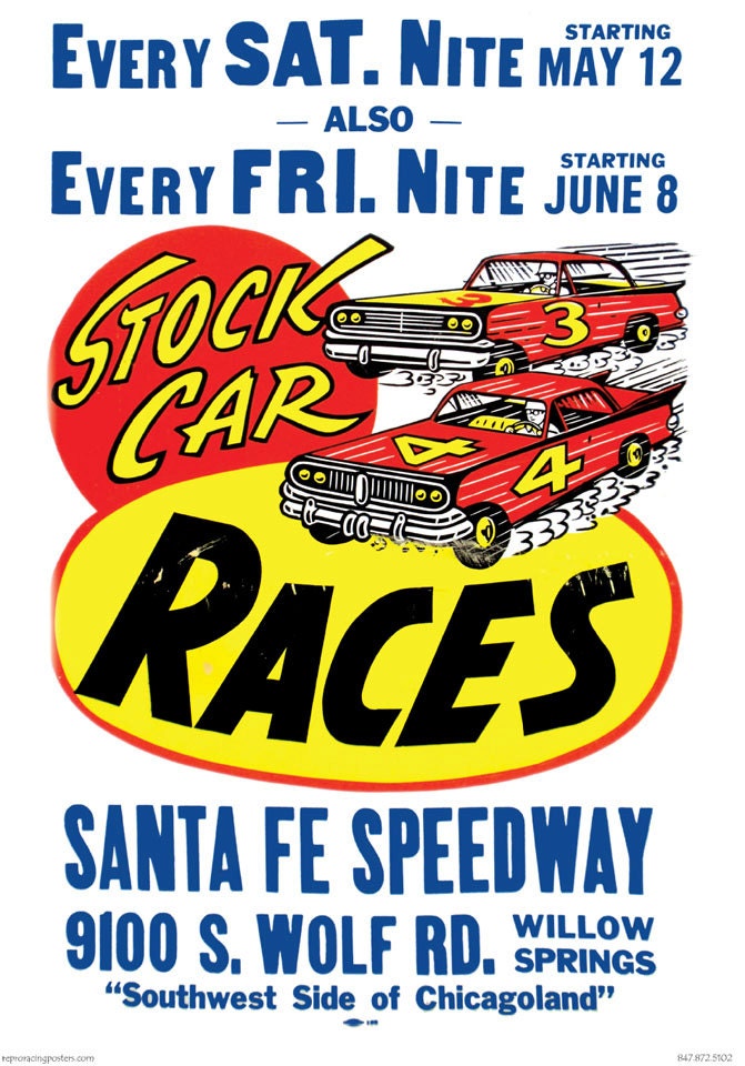 Vintage Reproduction Racing Poster Santa Fe Speedway Chicago Illinois ...