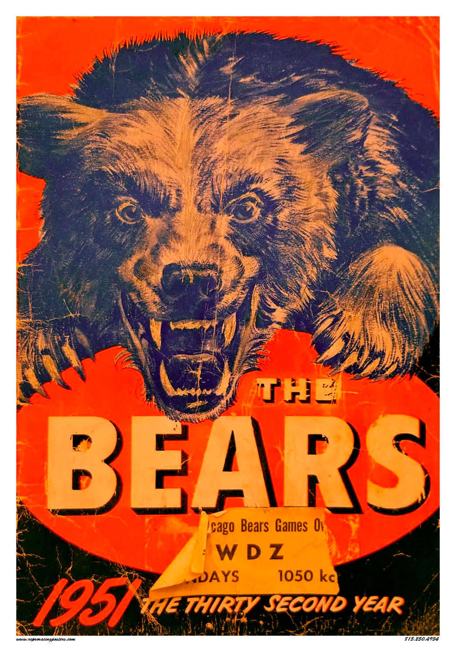 Vintage Reproduction Chicago Bears NFL Football Poster - Etsy