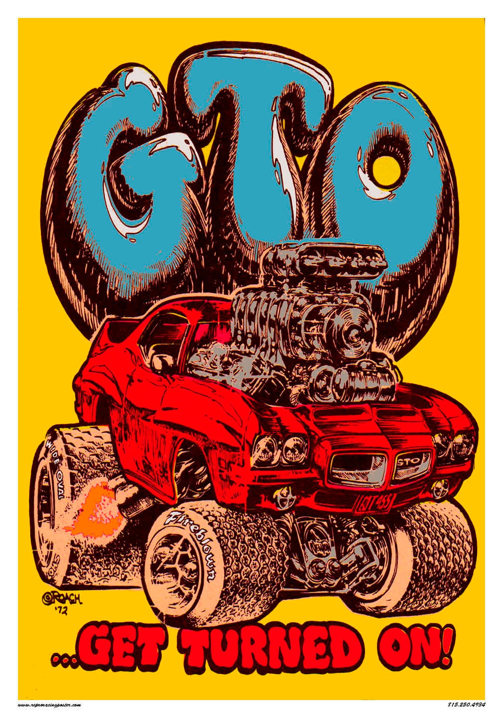 Vintage Reproduction Racing Poster Roach GTO Get Turned On - Etsy