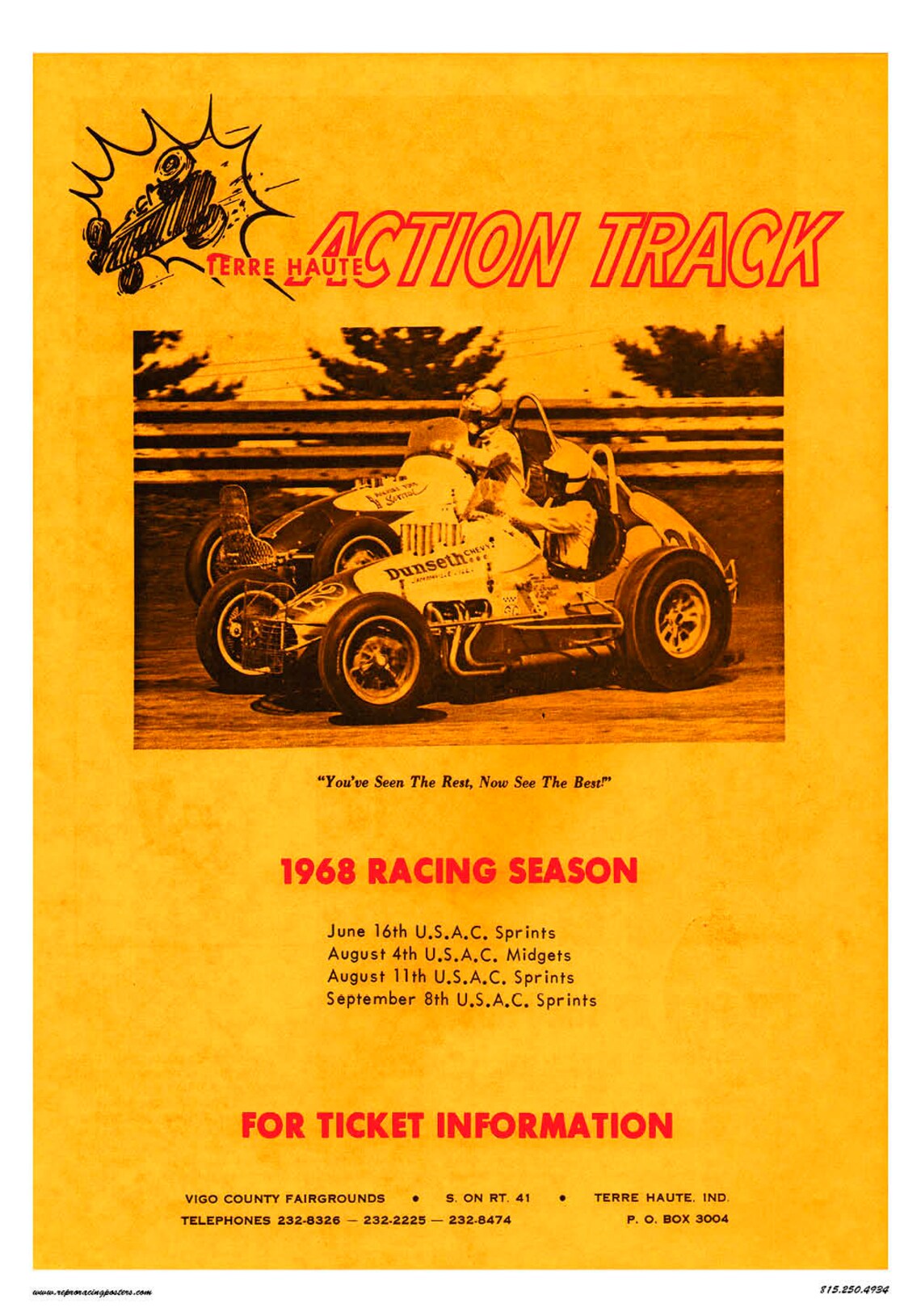 Vintage Reproduction Racing Poster Terre Haute Action Track USAC Sprint ...