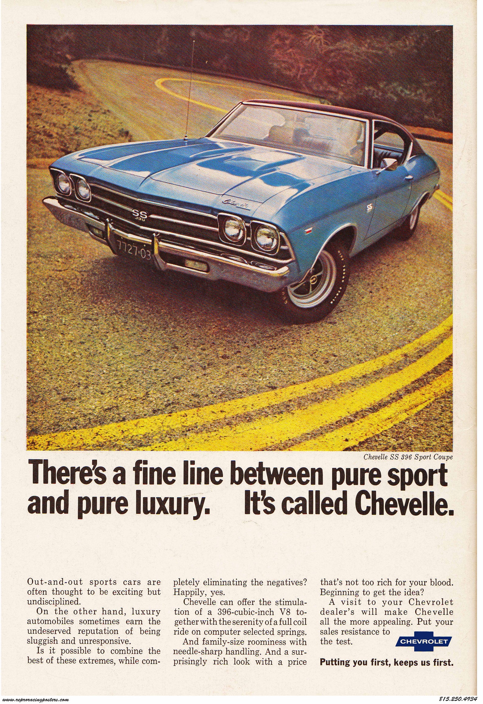 Vintage Reproduction Racing Poster 1969 Chevrolet Chevelle SS - Etsy