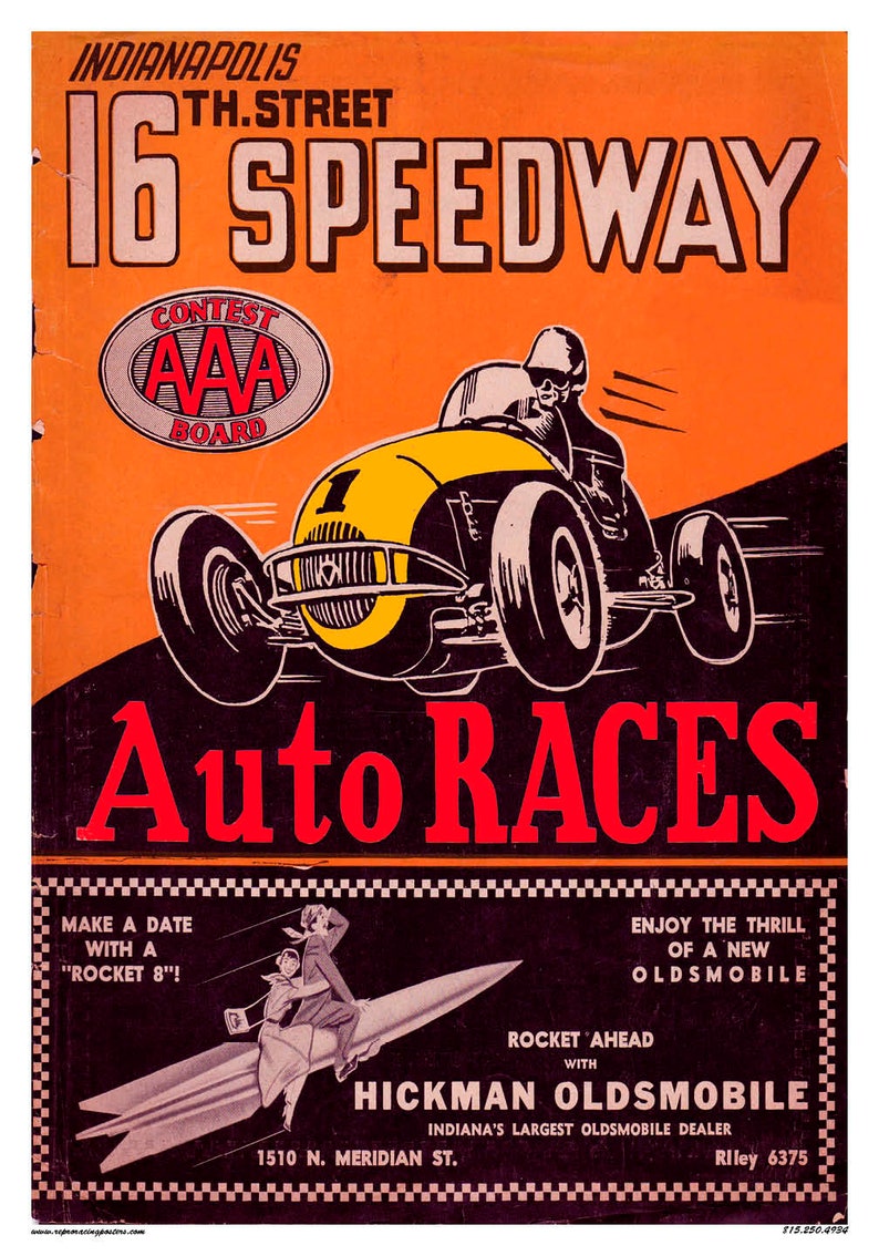Vintage Reproduction Racing Poster 16th Street Speedway AAA Midgets - Etsy