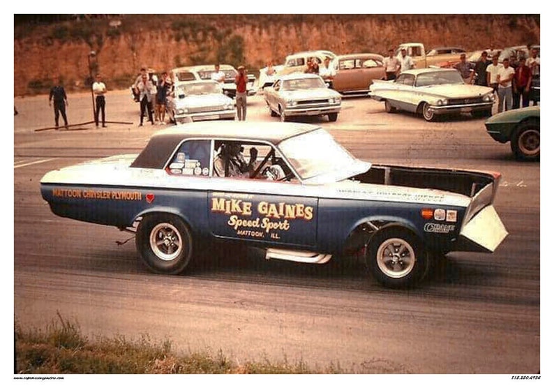 Vintage Reproduction Racing Poster Mike Gaines AWB Dodge - Etsy