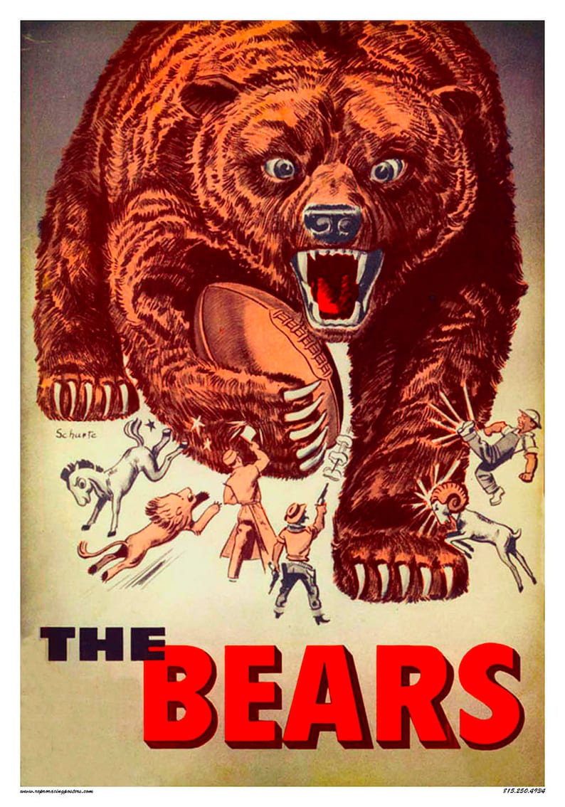 Vintage Reproduction 1958 Chicago Bears NFL Football Poster - Etsy