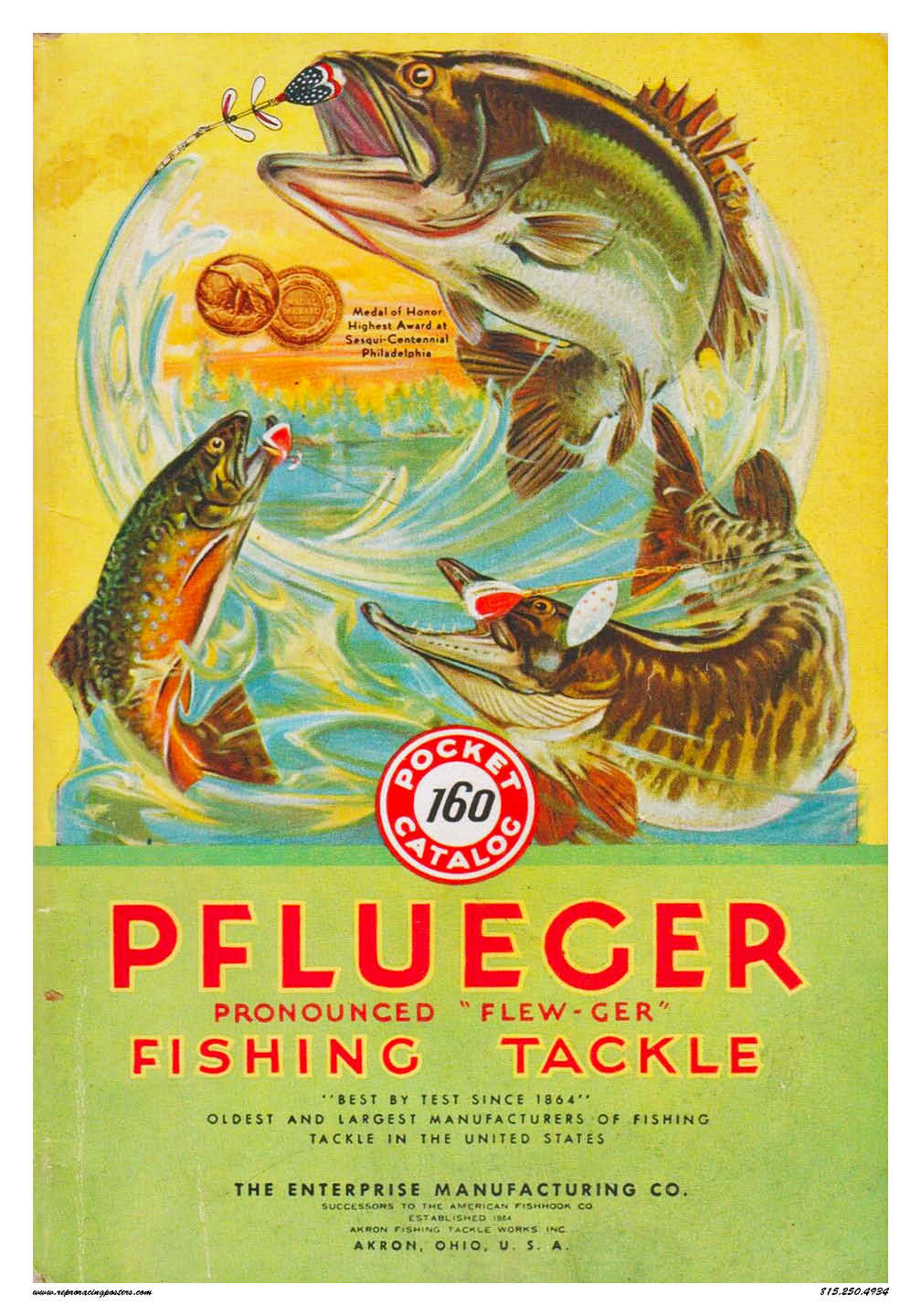 Vintage Reproduction Poster Pflueger Fishing Tackle - Etsy