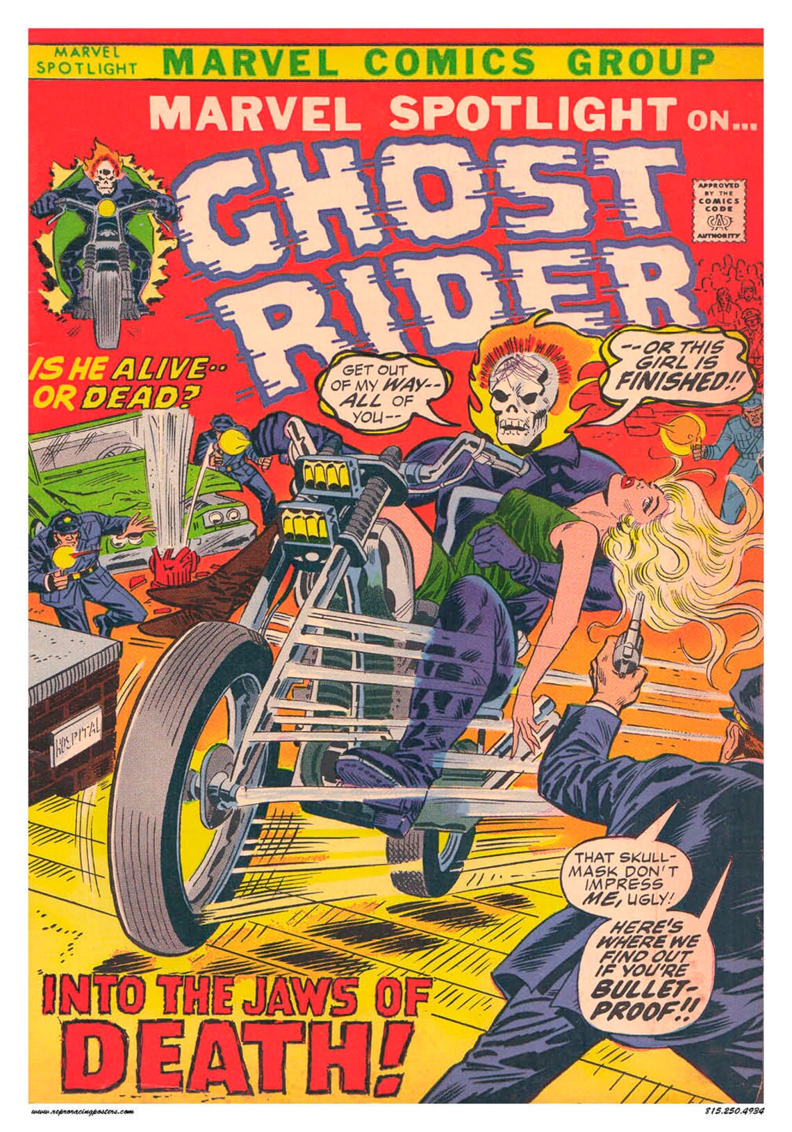 Vintage Reproduction Racing Poster Ghost Rider Motorcycle Comic Book - Etsy