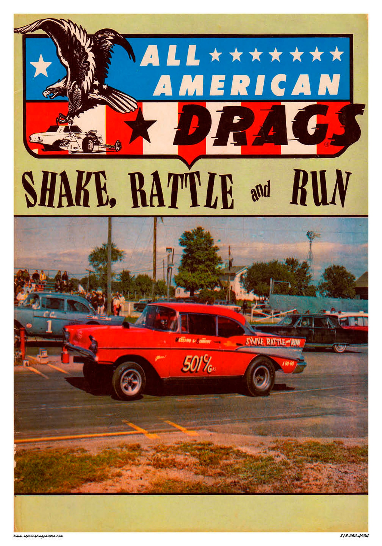 Vintage Reproduction Racing Poster All American Drags Shake Rattle and ...