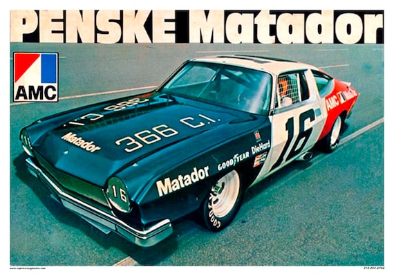 Vintage Reproduction Racing Poster Penske Matador Nascar Stock | Etsy