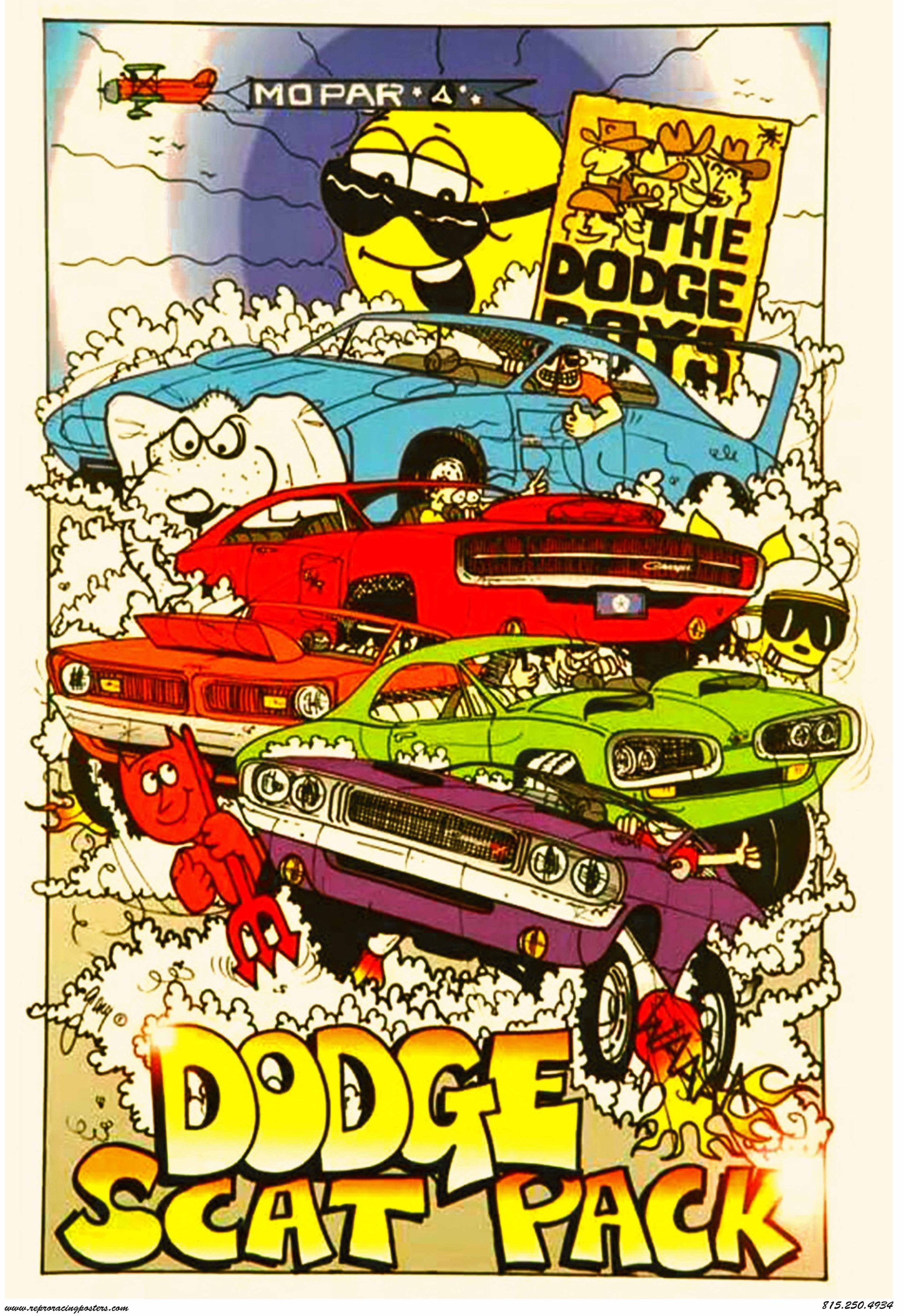 Vintage Reproduction Racing Poster Dodge Scat Pack 2nd Generation ...
