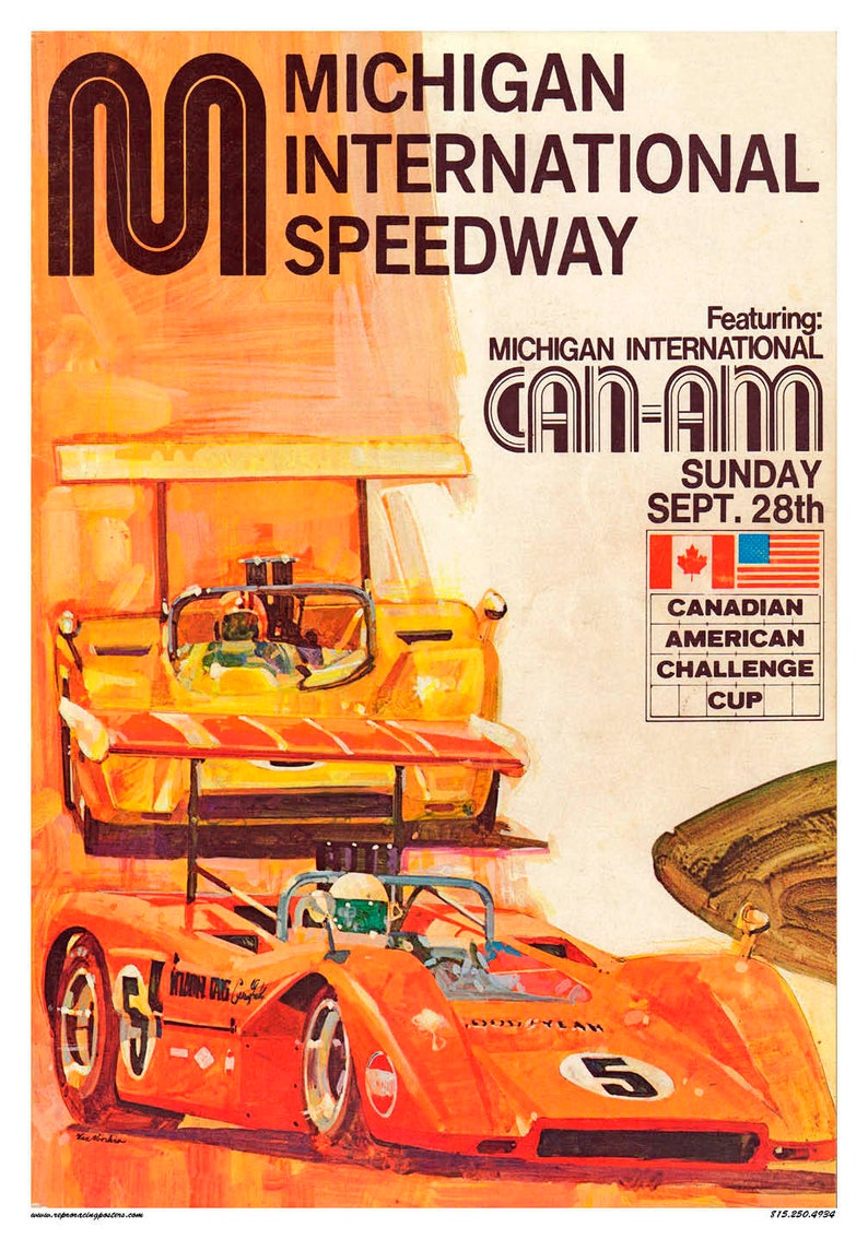 Vintage Reproduction Racing Poster 1969 Michigan Speedway Can Am - Etsy