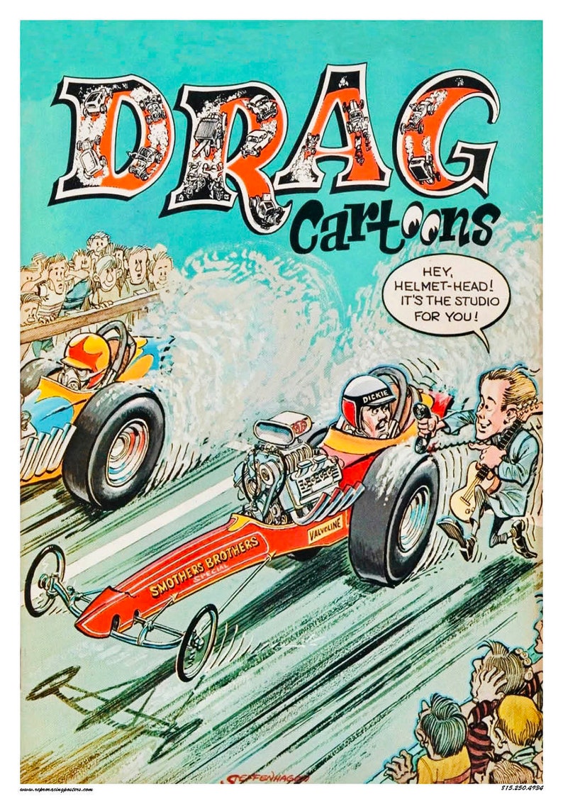 Vintage Reproduction Racing Poster Drag Cartoons Smothers Brothers - Etsy