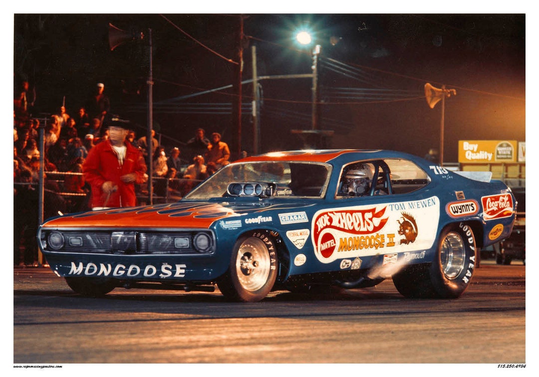 Vintage Reproduction Racing Poster Mongoose Funny Car at Night - Etsy