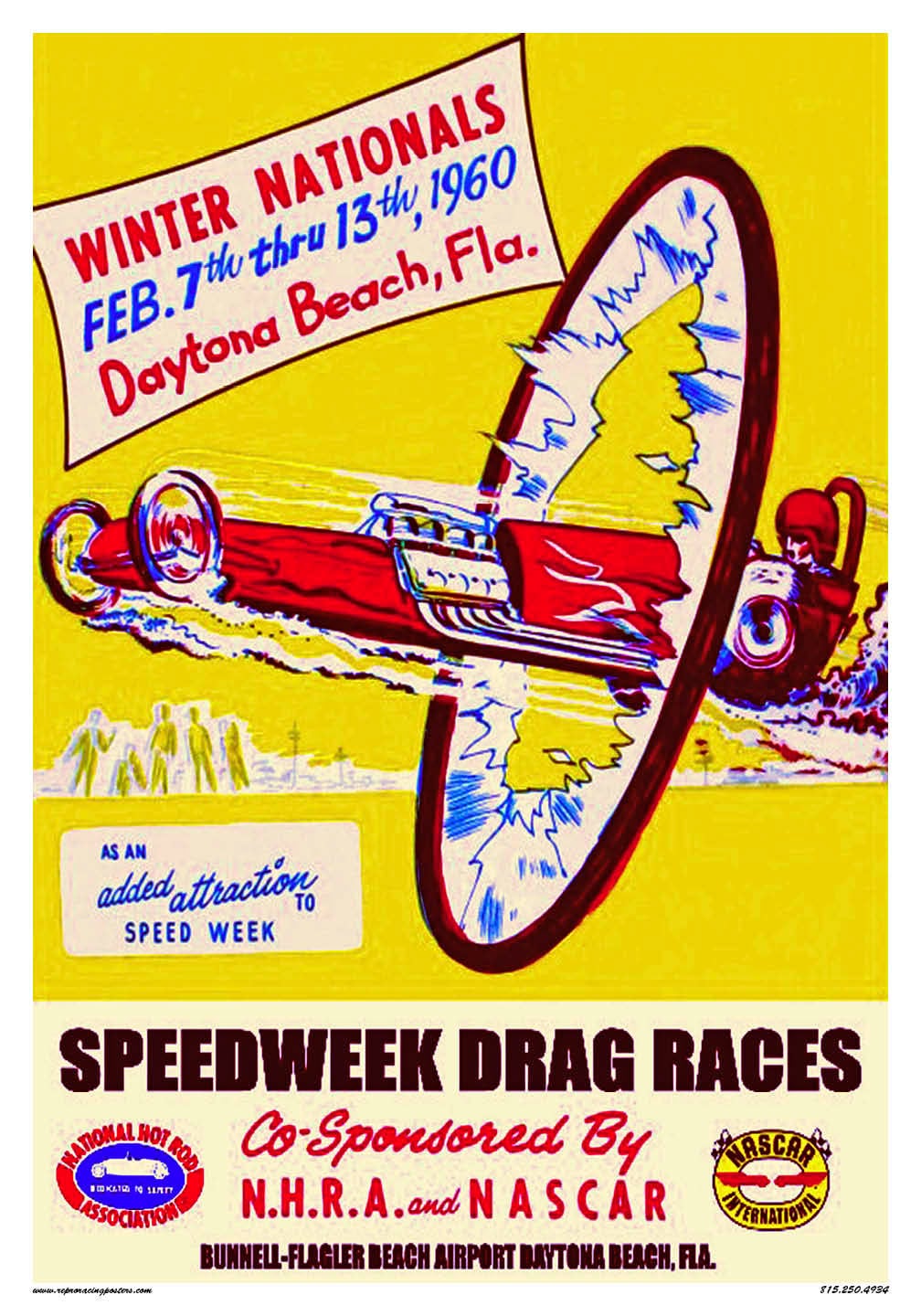 Vintage Reproduction Racing Poster 1960 Daytona Beach Speedweeks Drag ...