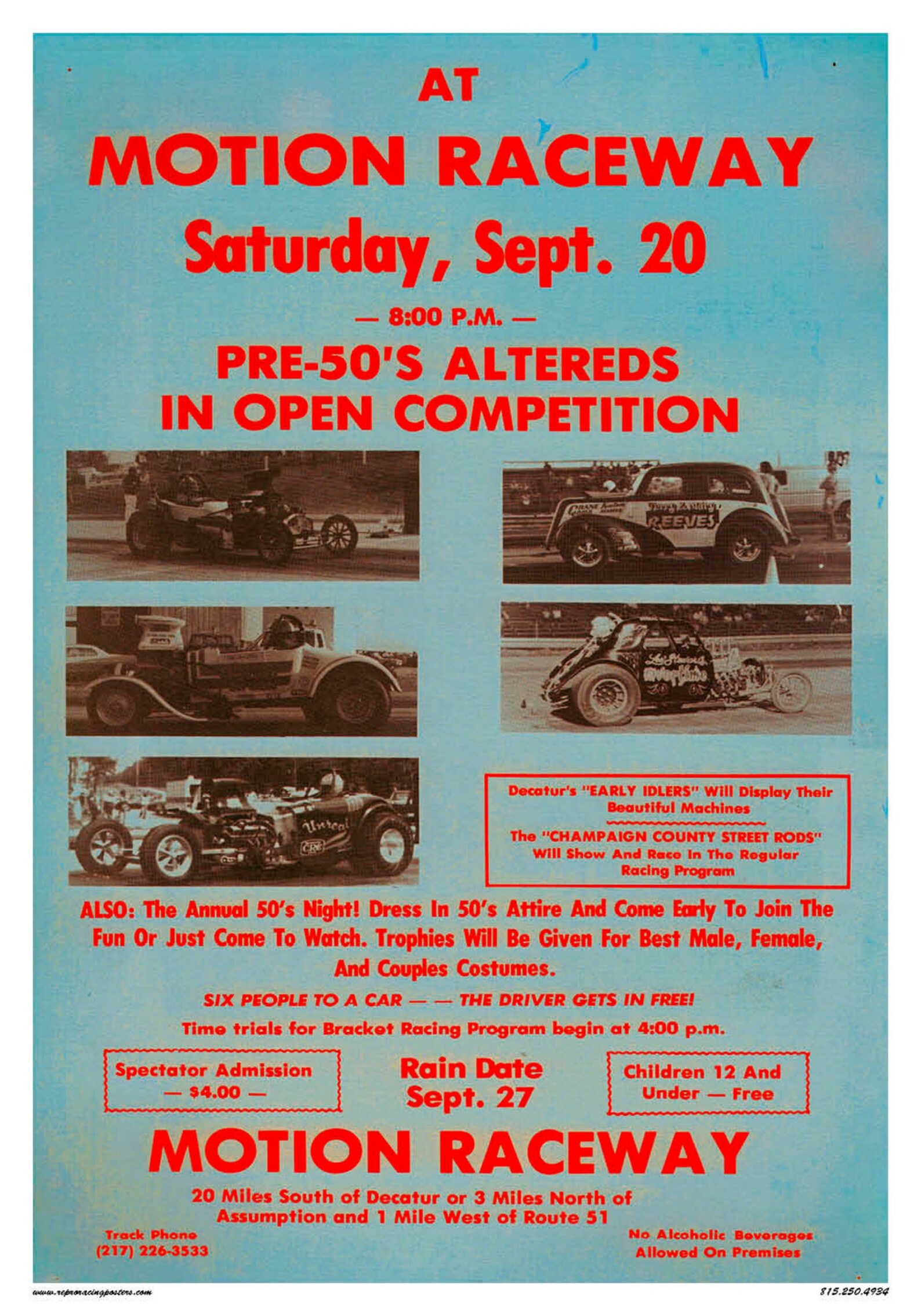 Vintage Reproduction Racing Poster Motion Raceway Fuel Altereds - Etsy