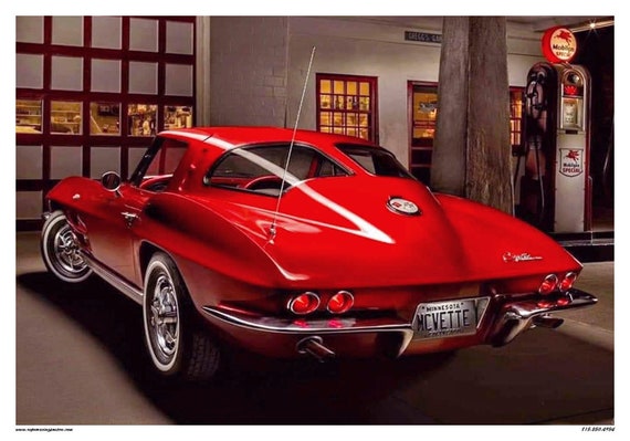 Vintage Reproduction Racing Poster 1963 Split Window Corvette - Etsy