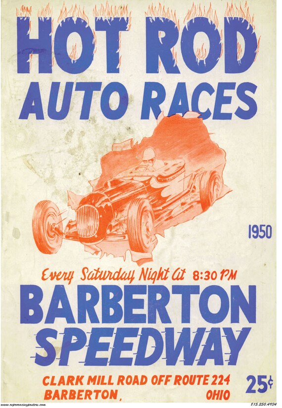 Vintage Reproduction Racing Poster Baberton Ohio Speedway Hot | Etsy