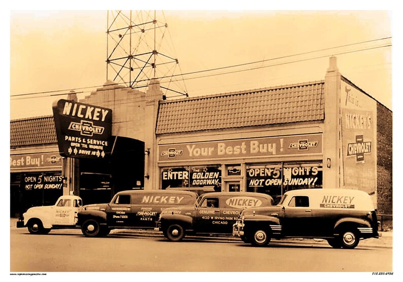 Vintage Reproduction Poster 1950s Nickey Chevrolet Dealership - Etsy