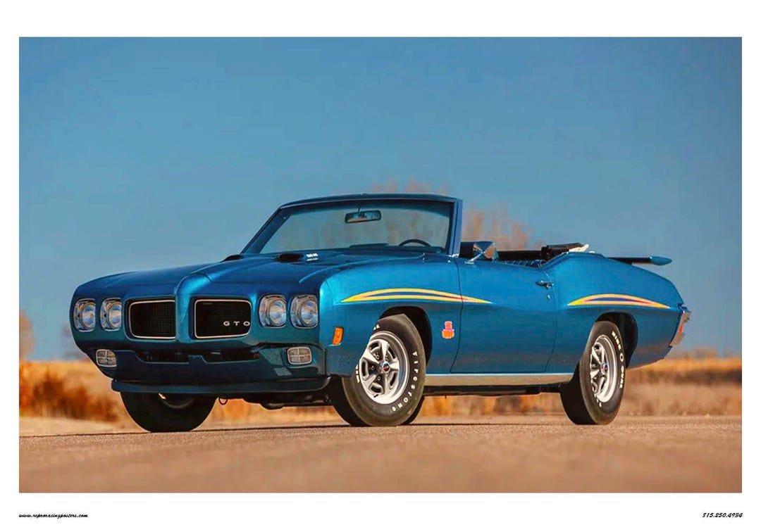 Vintage Reproduction Poster Blue GTO Judge Convertible Muscle Car - Etsy