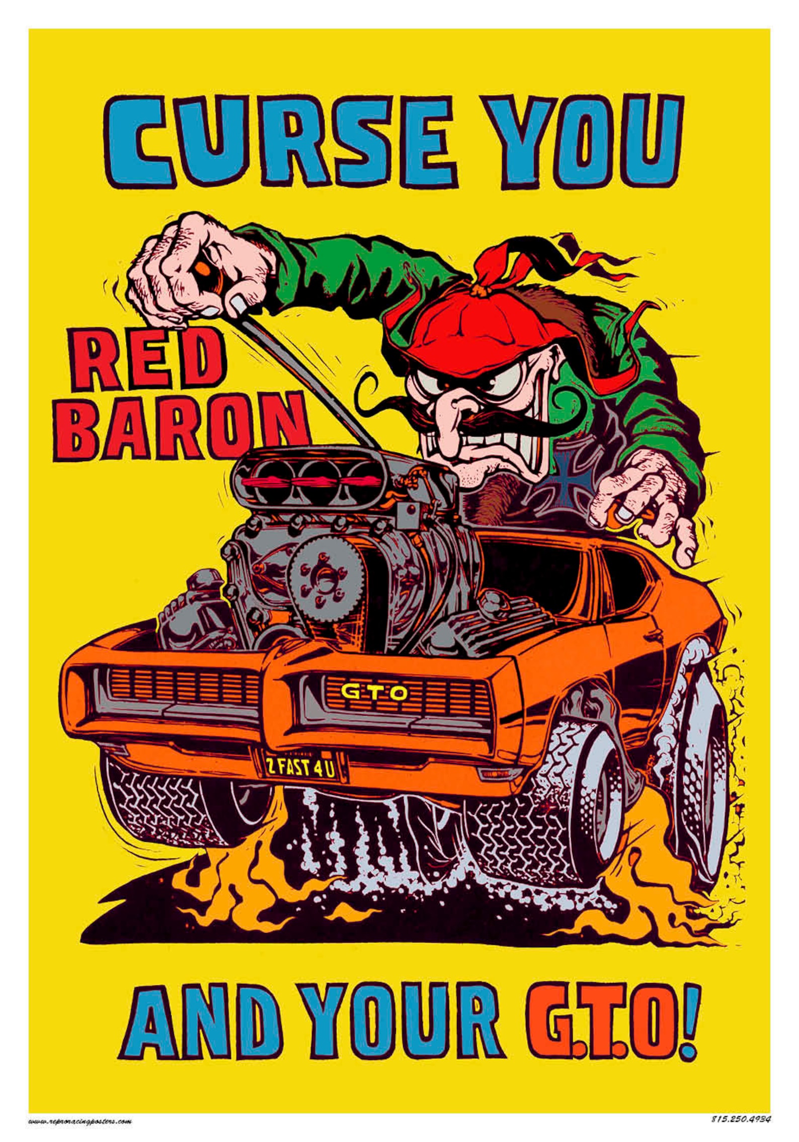 Vintage Reproduction Racing Poster Roth Red Baron Pontiac GTO - Etsy