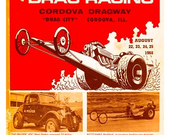 Vintage Drag Racing Poster | Etsy