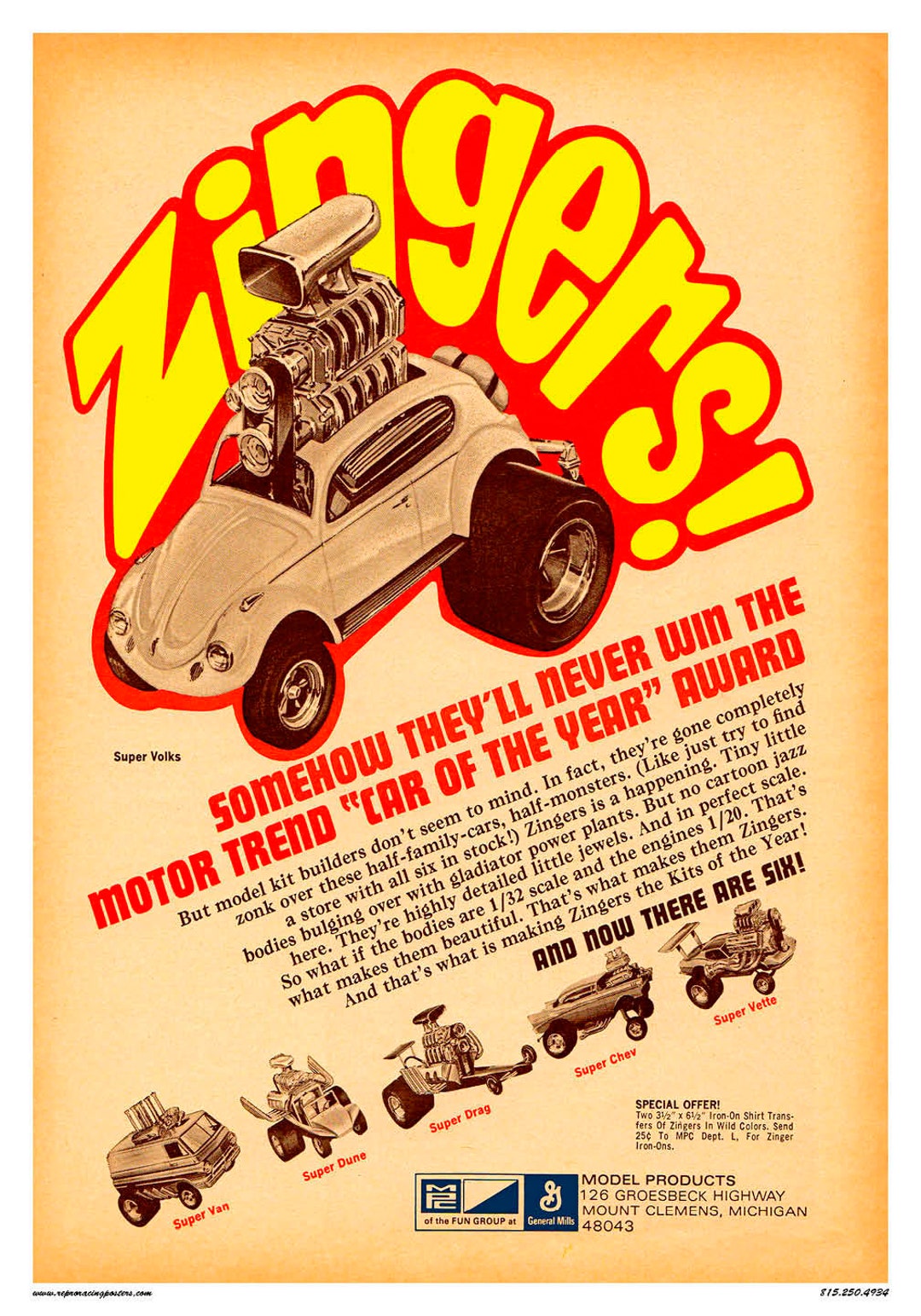 Vintage Reproduction Poster MPC Zingers Model Cars - Etsy