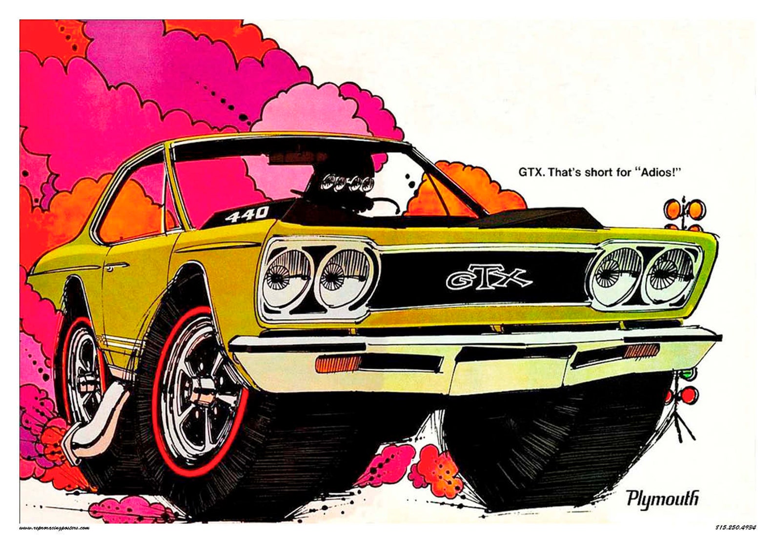 Vintage Reproduction Racing Poster Chrysler Plymouth GTX Rapid Transit ...