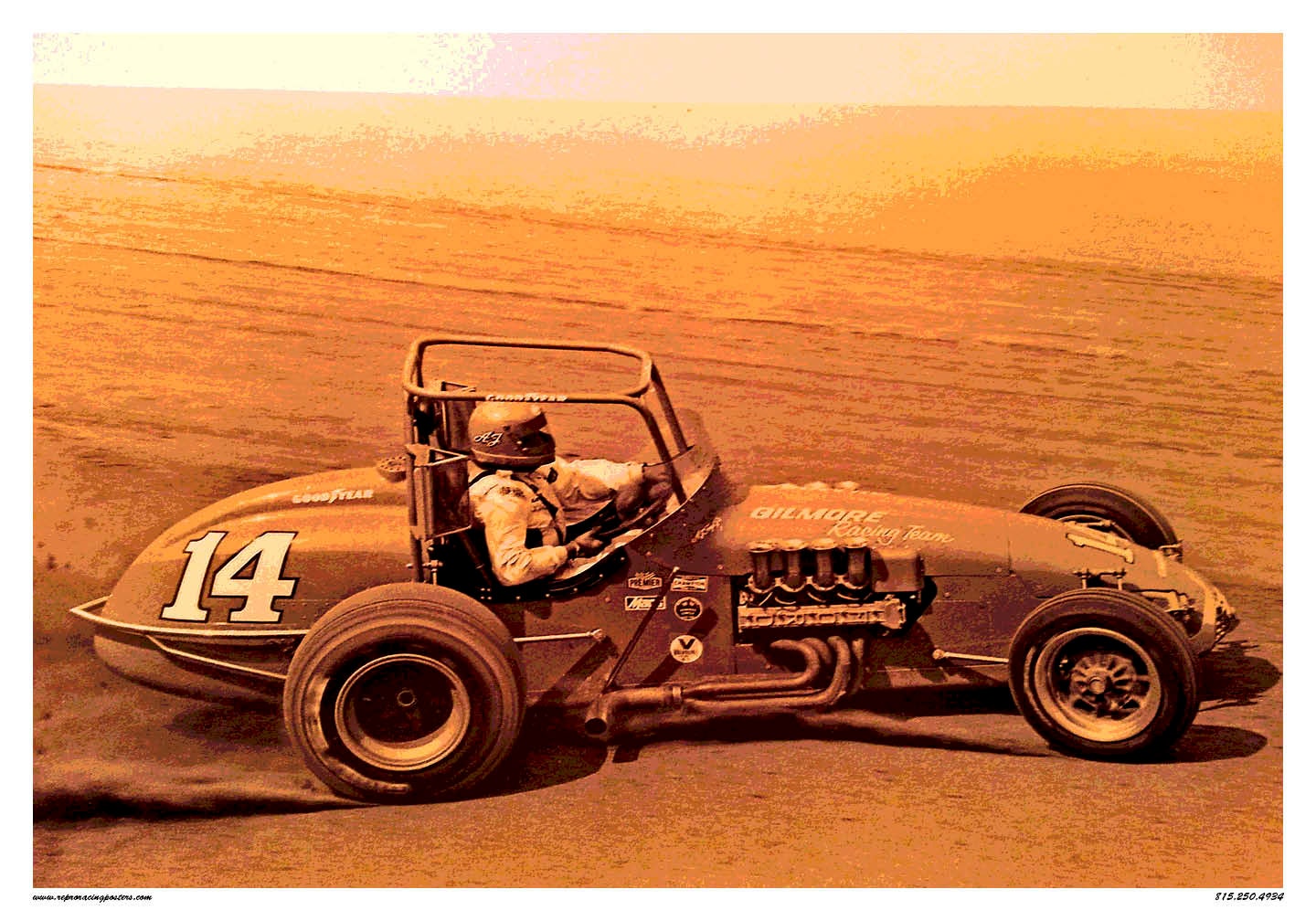 Vintage Reproduction Racing Poster A J Foyt on the Gas Dirt Champ Car ...