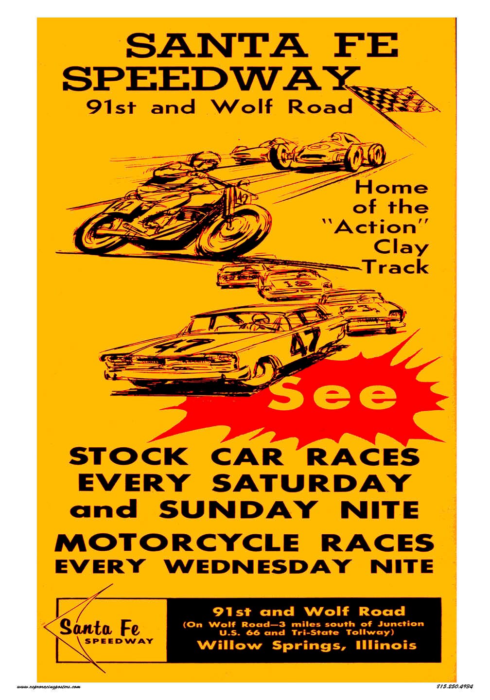 Vintage Reproduction Racing Poster Santa Fe Speedway Stock Cars ...